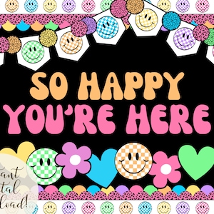 Bulletin Board Set | Retro Happy Face Theme | Printable Classroom Decor ...