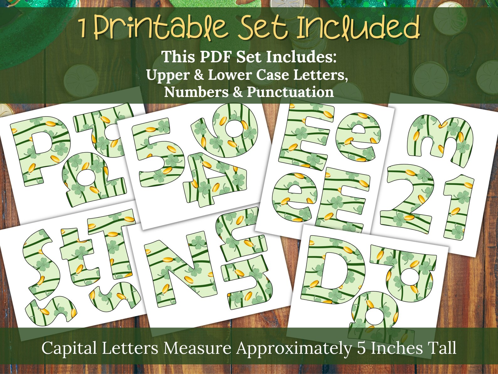 Printable St. Patrick's Day Bulletin Board Letters, Lucky Shamrocks and ...