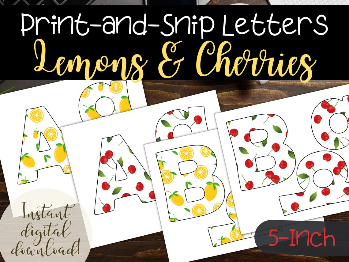Printable Cherry and Lemon Bulletin Board Letters for School - Etsy