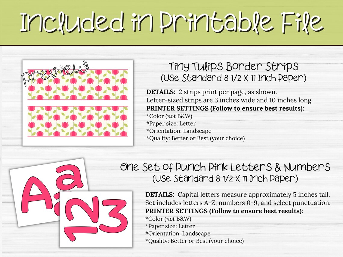 Bulletin Board Border and Letters Combo Set Printable Spring - Etsy