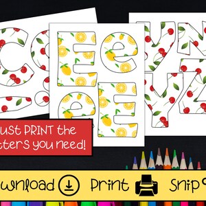 Printable Cherry and Lemon Bulletin Board Letters for School Classroom ...