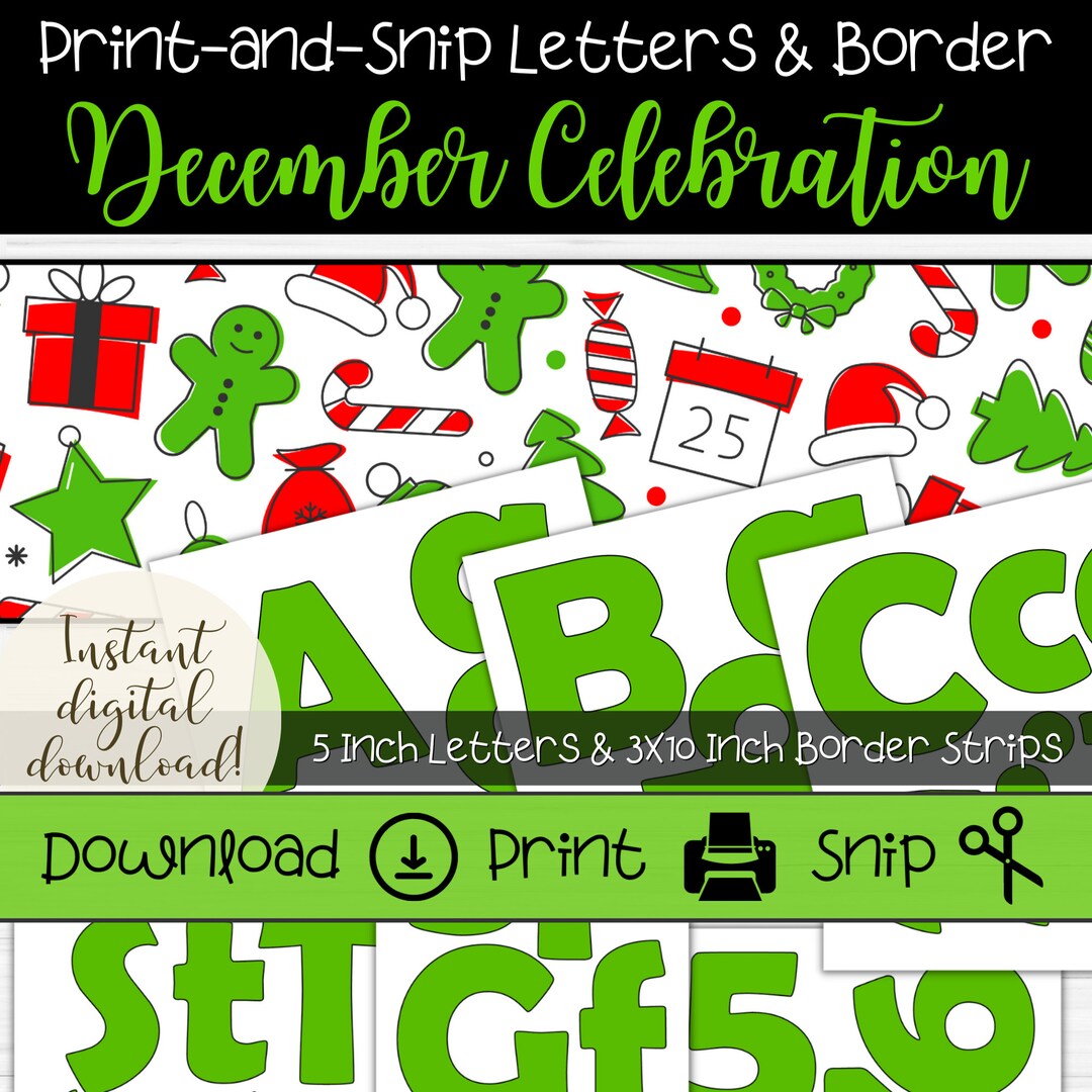 December Bulletin Board Set | Printable Christmas Border and Green ...