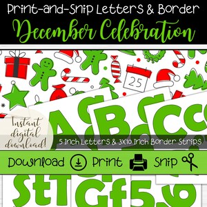 December Bulletin Board Set | Printable Christmas Border and Green ...