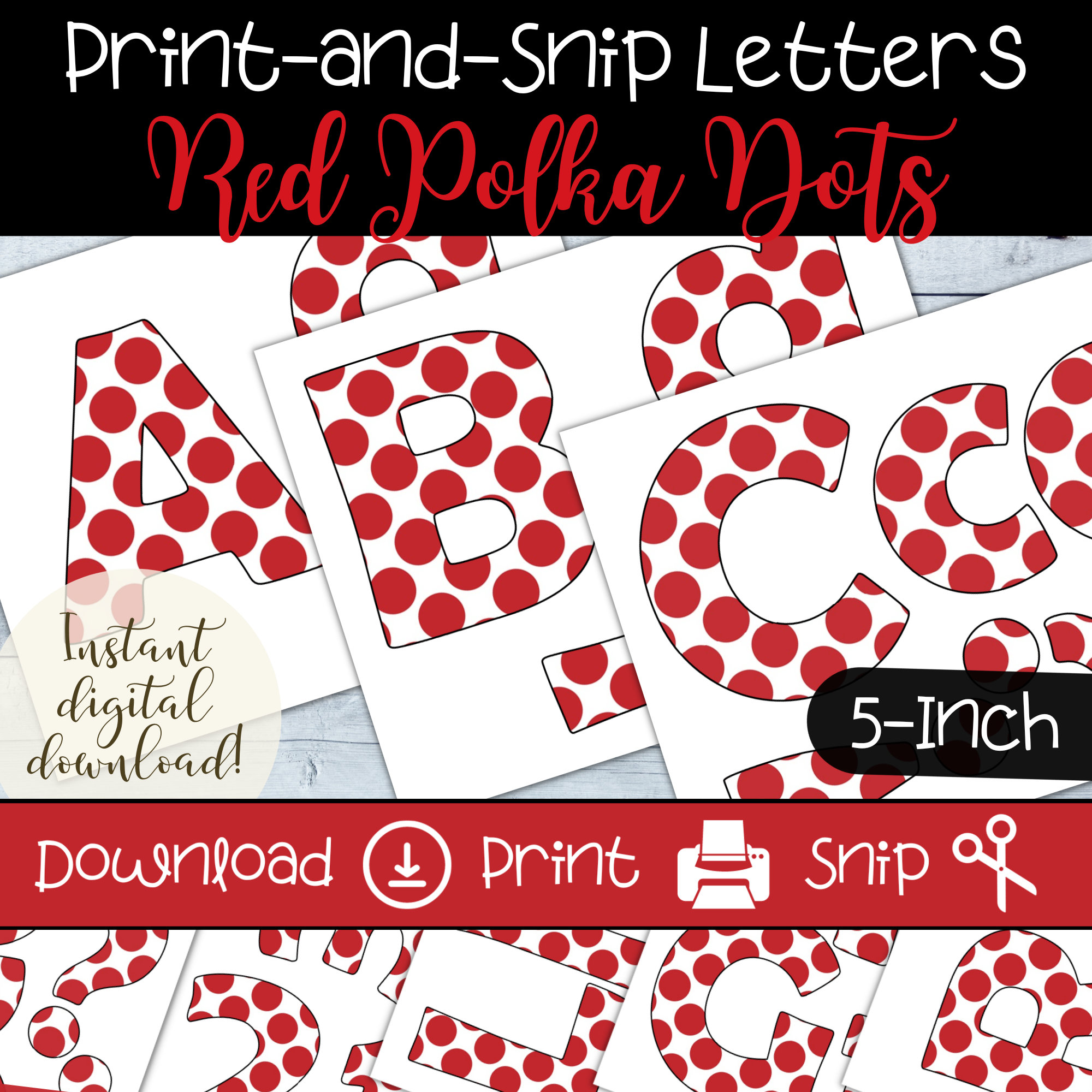 Red Polka Dot Letters Printable Red Bulletin Board Letter - Etsy