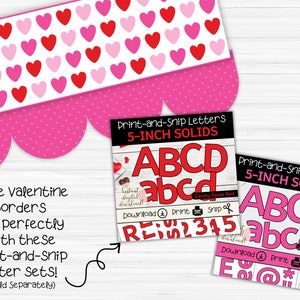 Valentine Bulletin Board Borders: Pink & Red Classroom Decor (digital ...