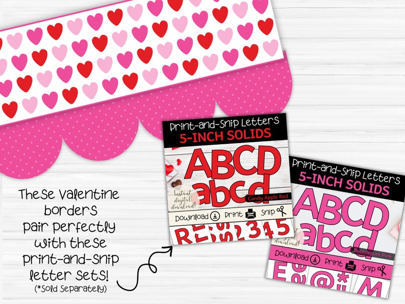 Valentine Bulletin Board Borders: Pink & Red Classroom Decor (digital ...