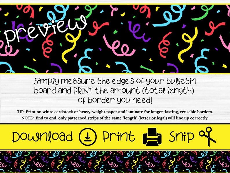 Birthday Bulletin Board Border Strips | Printable Party Trim ...