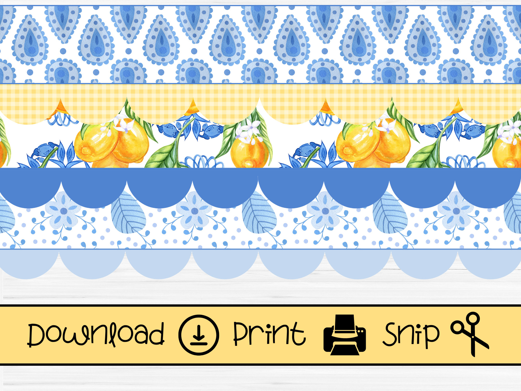 Lemon Classroom Borders: Italian Blue & Yellow Printable Strips (PDF ...
