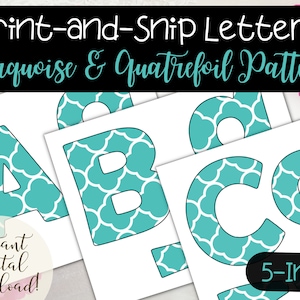 Printable Turquoise Letter Set With White Quatrefoil Pattern - Etsy