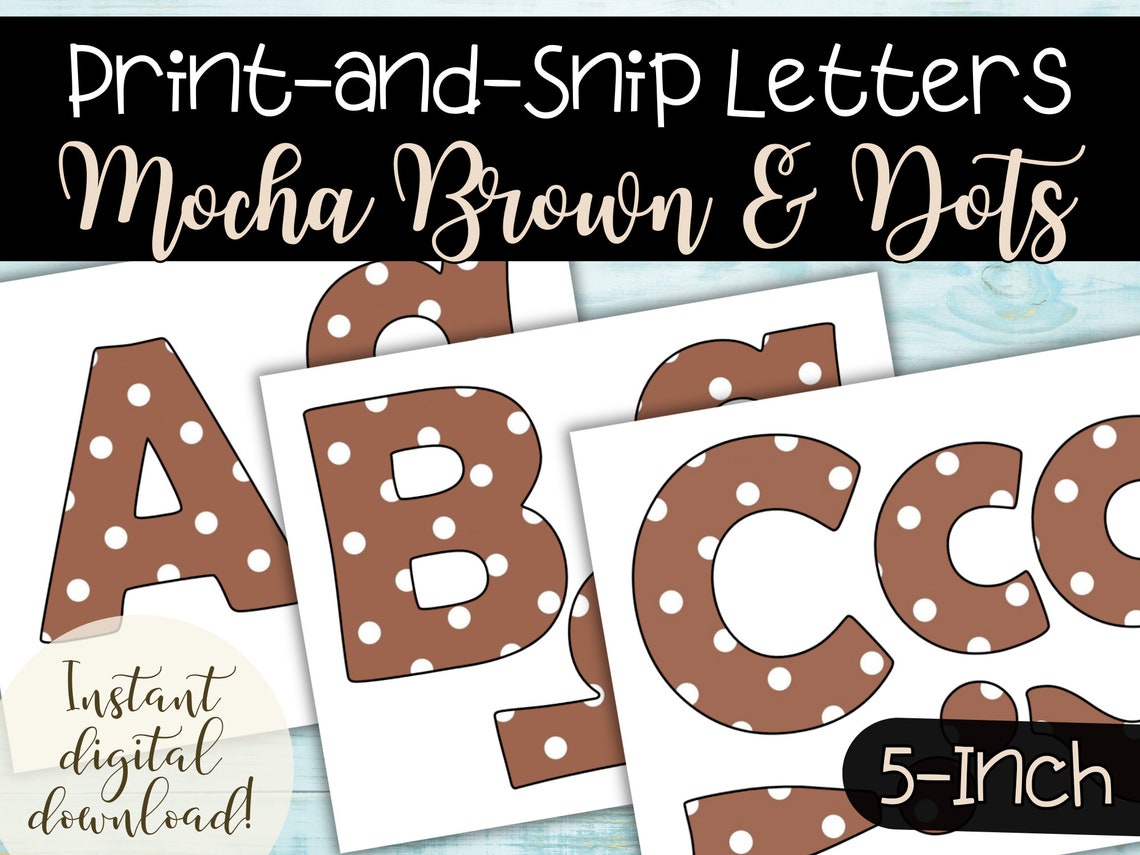 Brown Bulletin Board Letters Printable Letter Set for Teachers Fall ...