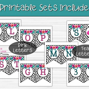 Floral and Polka Dot Bunting Banner Flags | Printable Classroom ...