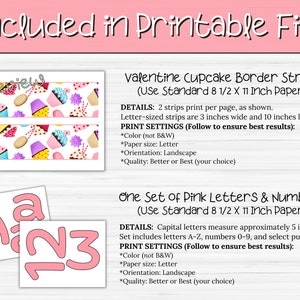 Valentine Cupcakes Printable Pink Bulletin Board Letters and Border ...