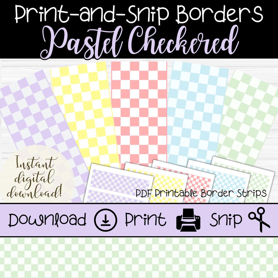 Retro Checkered Bulletin Board Borders | Printable Pastel Trim ...