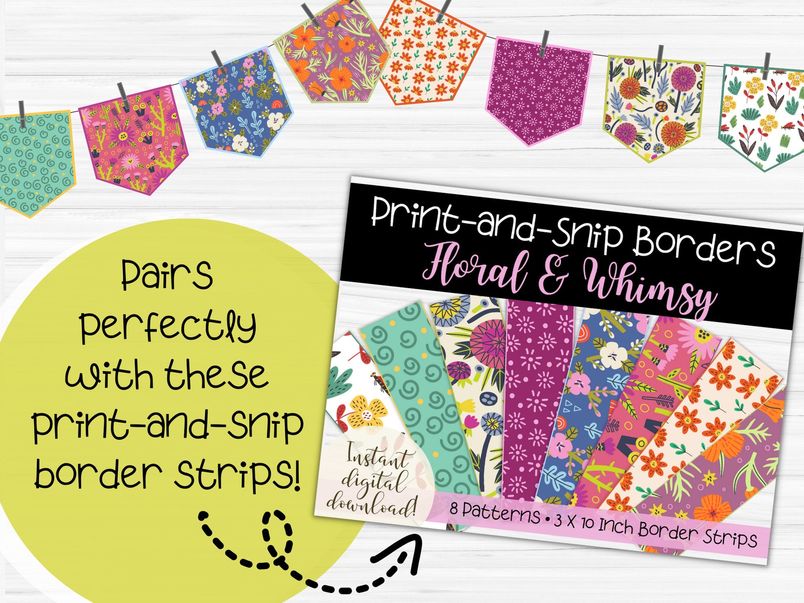 Floral Bunting Flags: Whimsical Classroom Banner (PDF) - Etsy