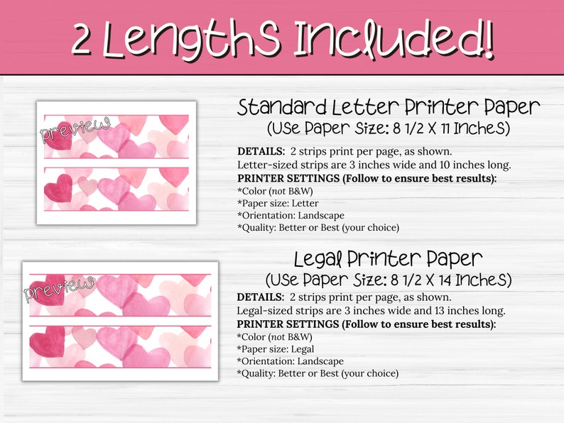 Printable Bulletin Board Border, Watercolor Valentine Hearts Trim for ...