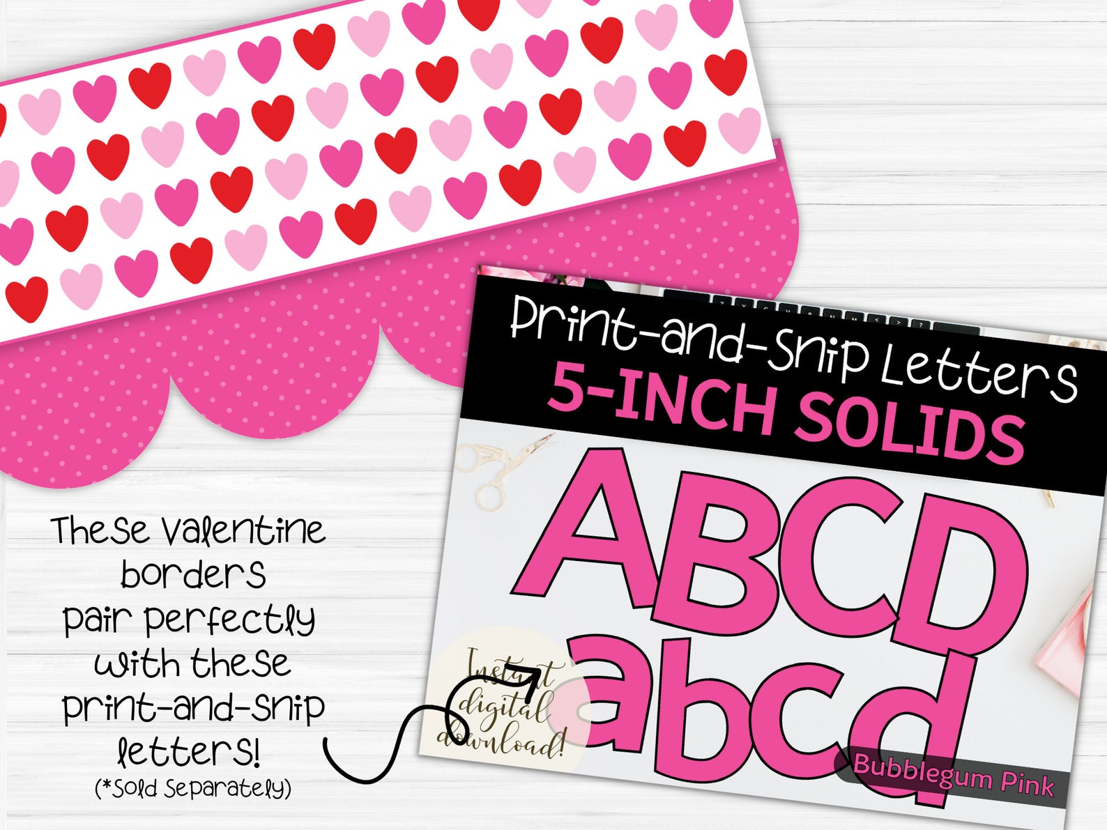Pink & Red Valentine Bulletin Board Borders Printable Valentine's Day ...