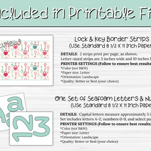 Printable Valentine Lock and Key Bulletin Board Border and Seafoam ...