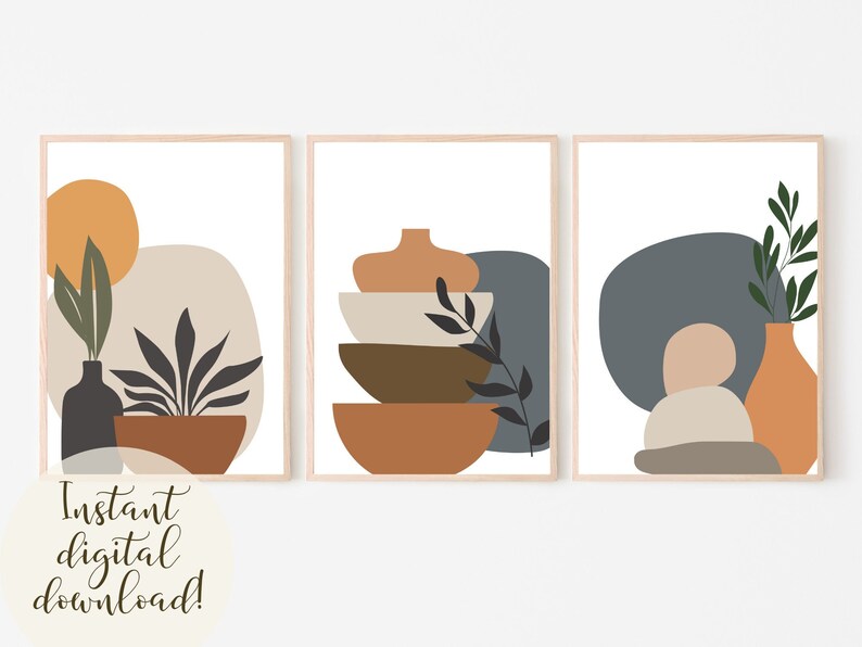 Set of Neutral Abstract Shapes Digital Prints, Aesthetic Elements in ...