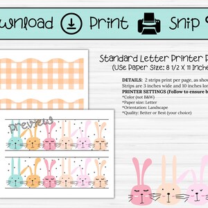 Spring Bunnies and Gingham Bulletin Board Borders, Printable Easter ...