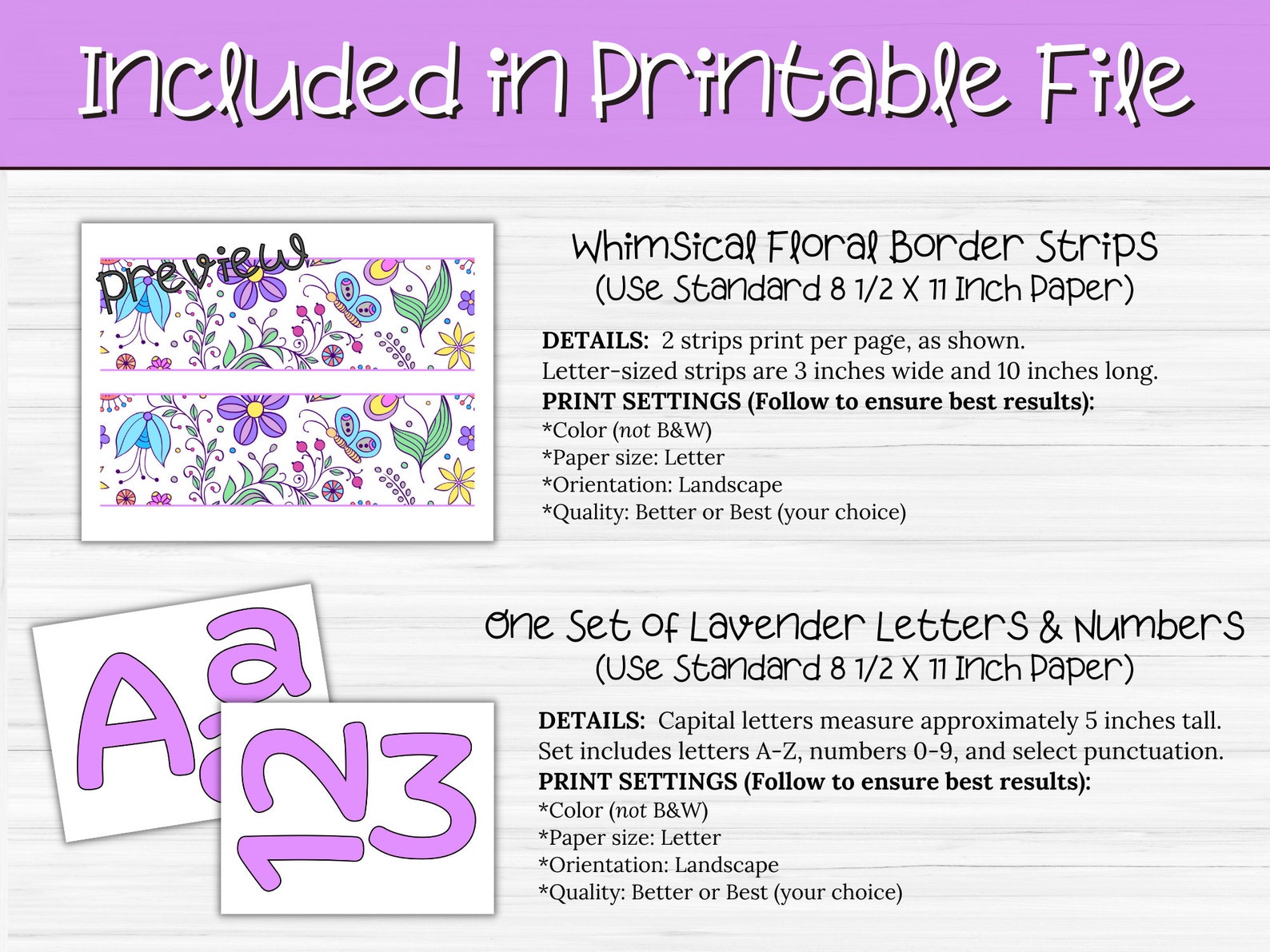 Whimsical Floral Print and Cut Bulletin Board Letters and Border Set ...