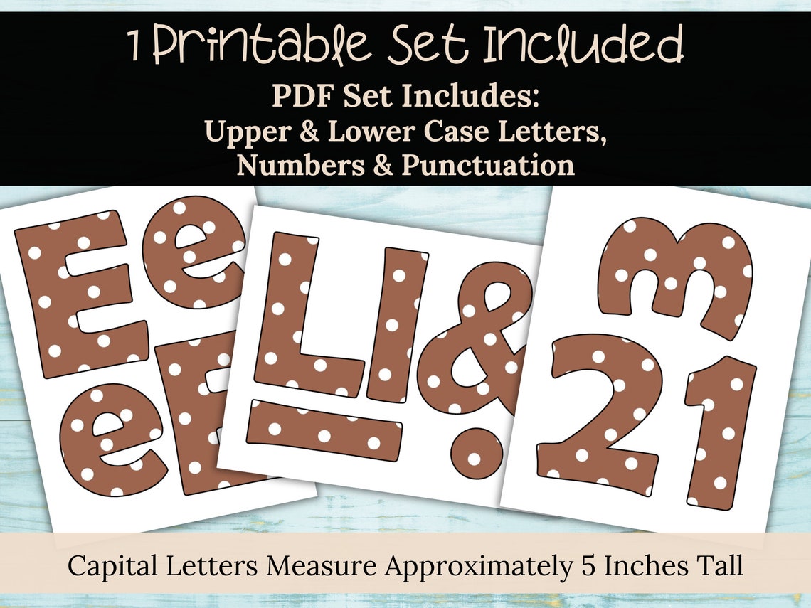 Brown Bulletin Board Letters Printable Letter Set for Teachers Fall ...
