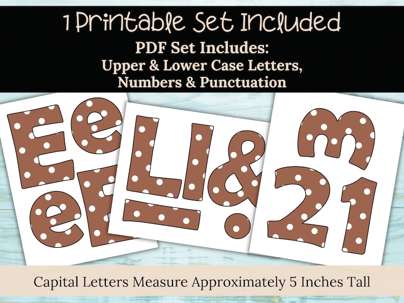 Brown Bulletin Board Letters Printable Letter Set for Teachers Fall ...