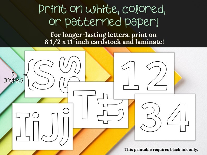 Printable Bulletin Board Letters: 5-inch Black Ink Font (PDF) - Etsy