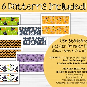 Spooks & Treats Bulletin Board Border Strips | Printable Fall Borders ...