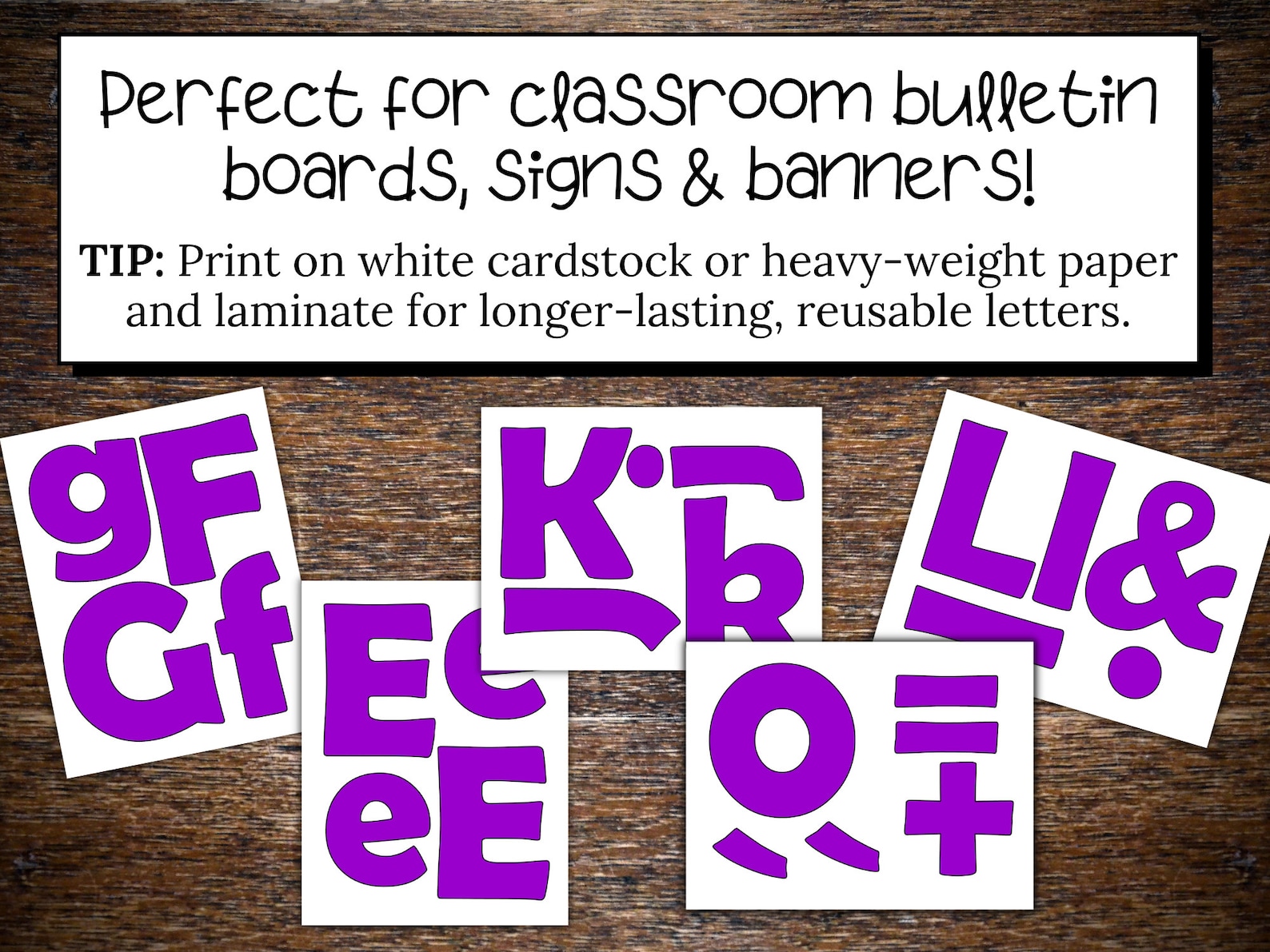 Purple Bulletin Board Letters Printable Letter Set Bright Purple 5 Inch ...