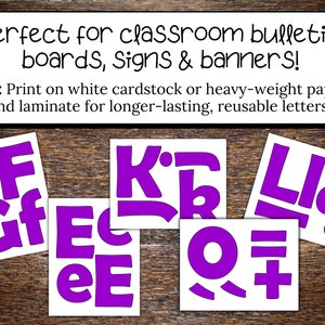 Purple Bulletin Board Letters | Printable Letter Set | Bright Purple ...