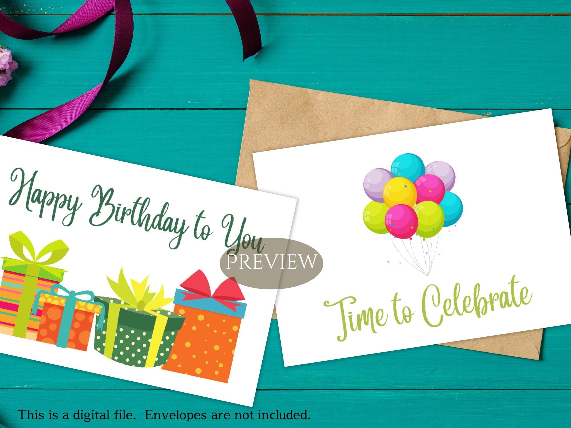 Printable Birthday Celebration Cards 3.5X5 Inch Greeting - Etsy