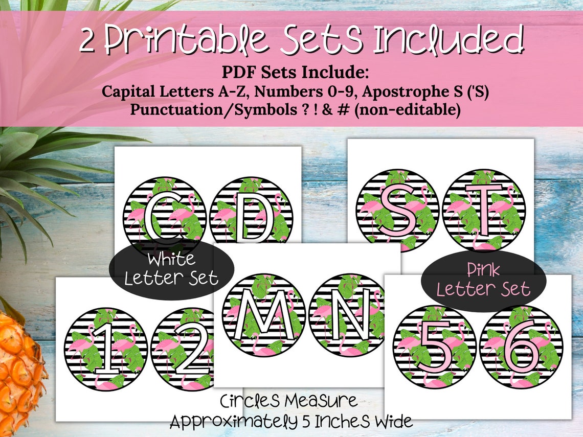 Printable Pink Flamingo Circle Letter Sets for Classroom - Etsy