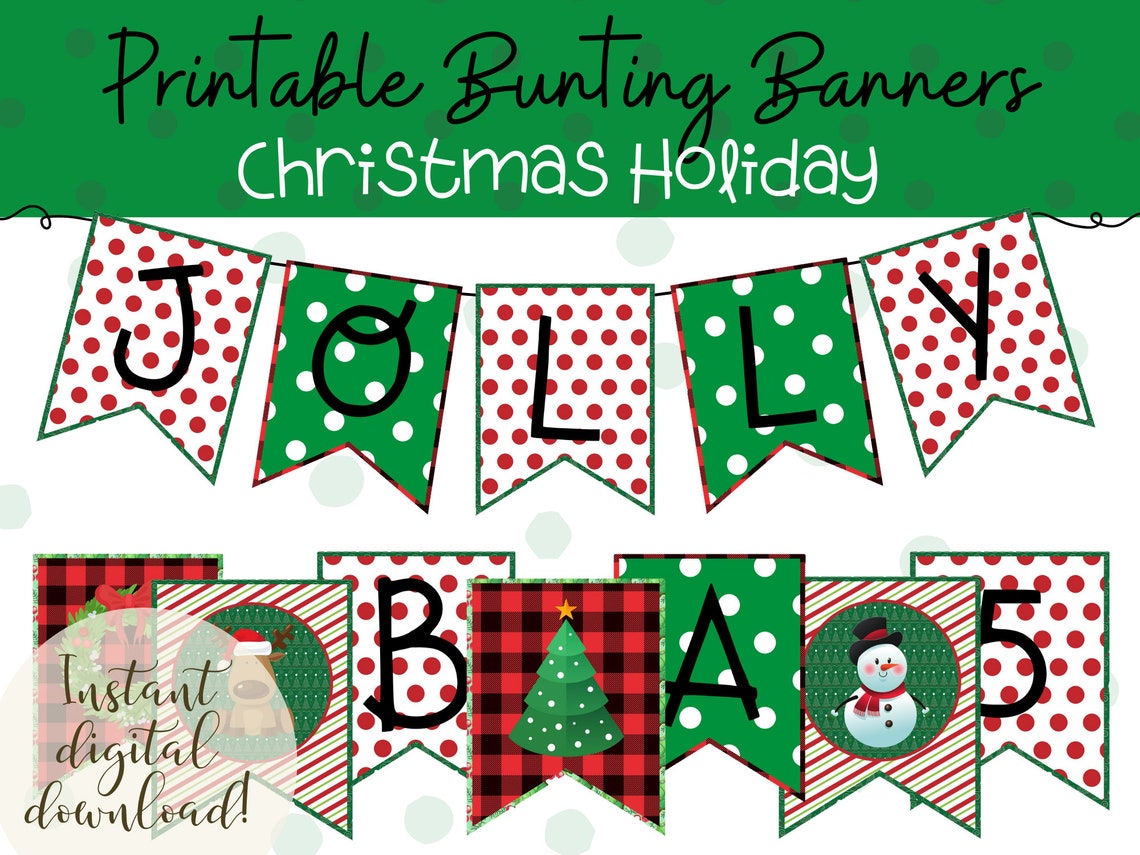 Digital Christmas Holiday DIY Bunting Banner Letters and Numbers ...