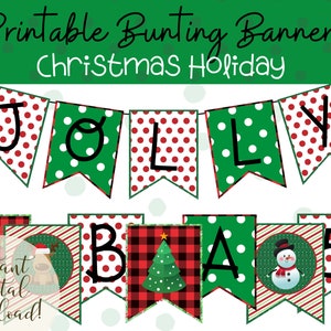 Digital Christmas Holiday DIY Bunting Banner Letters and Numbers ...