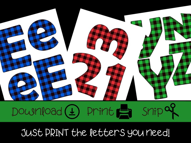 Buffalo Plaid Printable Letters for Holiday Bulletin Boards - Etsy
