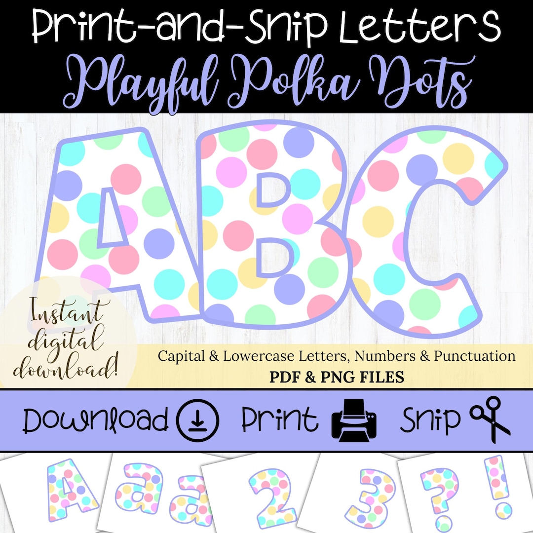 Polka Dots Bulletin Board Letter Set: Pastel Classroom Theme (PDF and ...