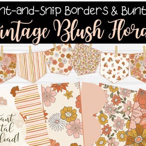 Cottagecore Bulletin Board Set, Printable Borders & Bunting Flags, for ...