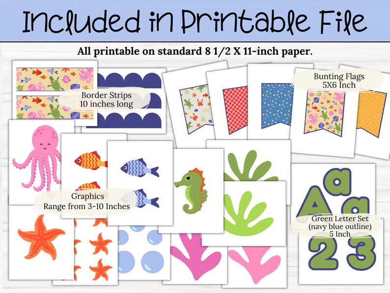 Under the Sea Bulletin Board Kit Ocean Theme & Sea Life Printable ...