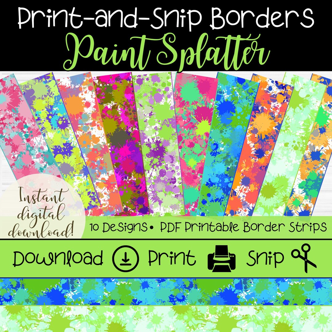 Bright Paint Splatter Borders | Printable Bulletin Board Trim | Art ...