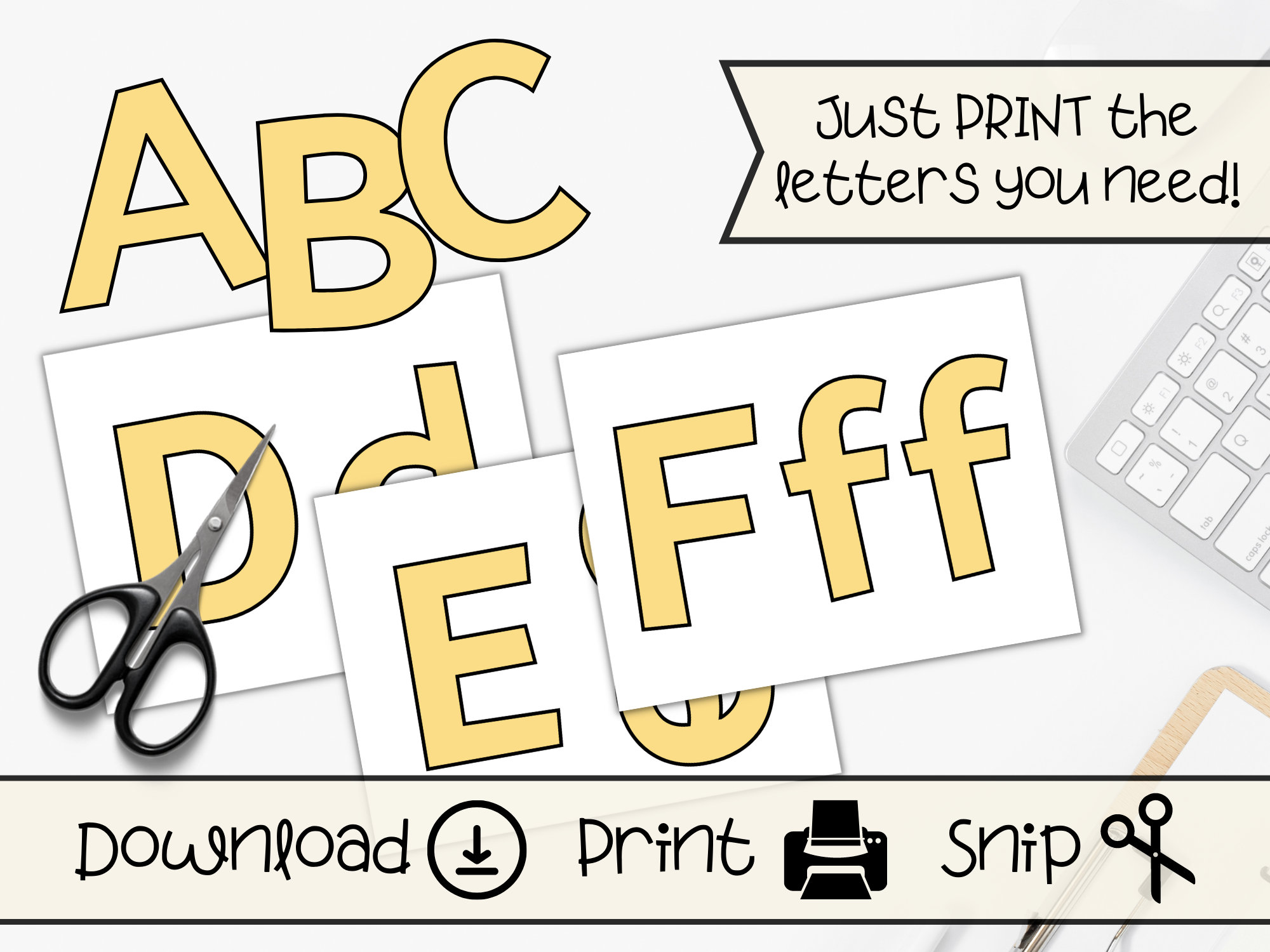 Light Yellow Bulletin Board Letters: Printable Classroom Decor (PDF) - Etsy