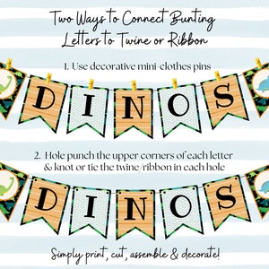 Printable Dinosaur Themed Bunting Banner Letters, DIY Birthday Party ...