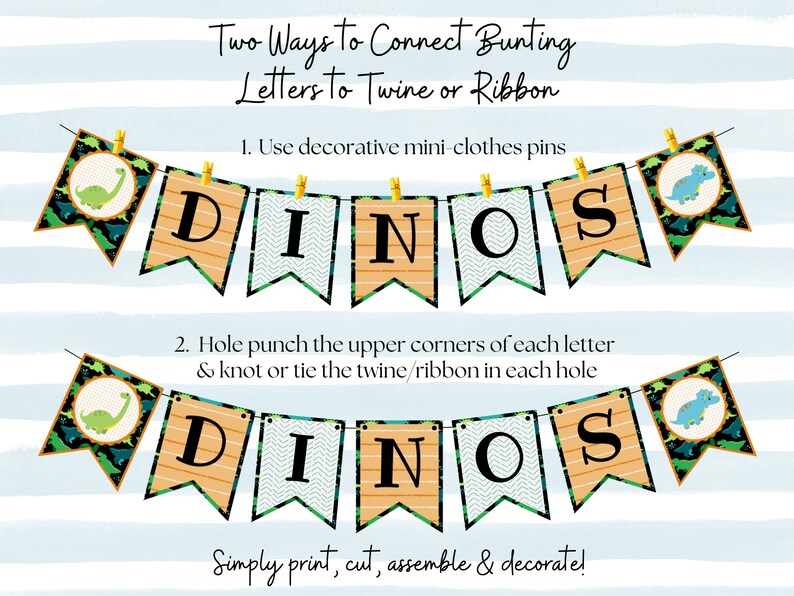 Printable Dinosaur Themed Bunting Banner Letters DIY Birthday - Etsy