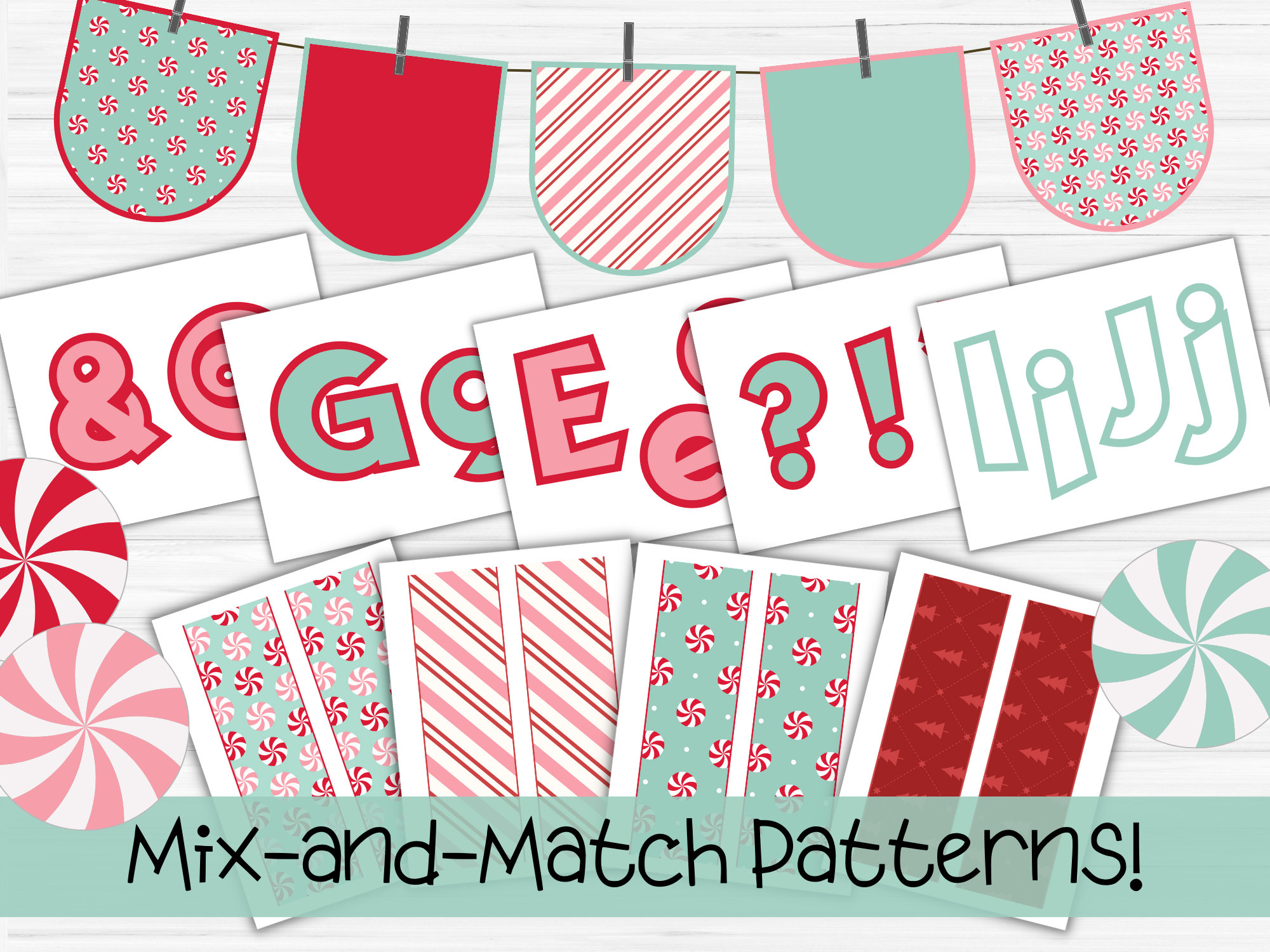 Mint Candy Holiday Bulletin Board Set Pink Green & Red - Etsy