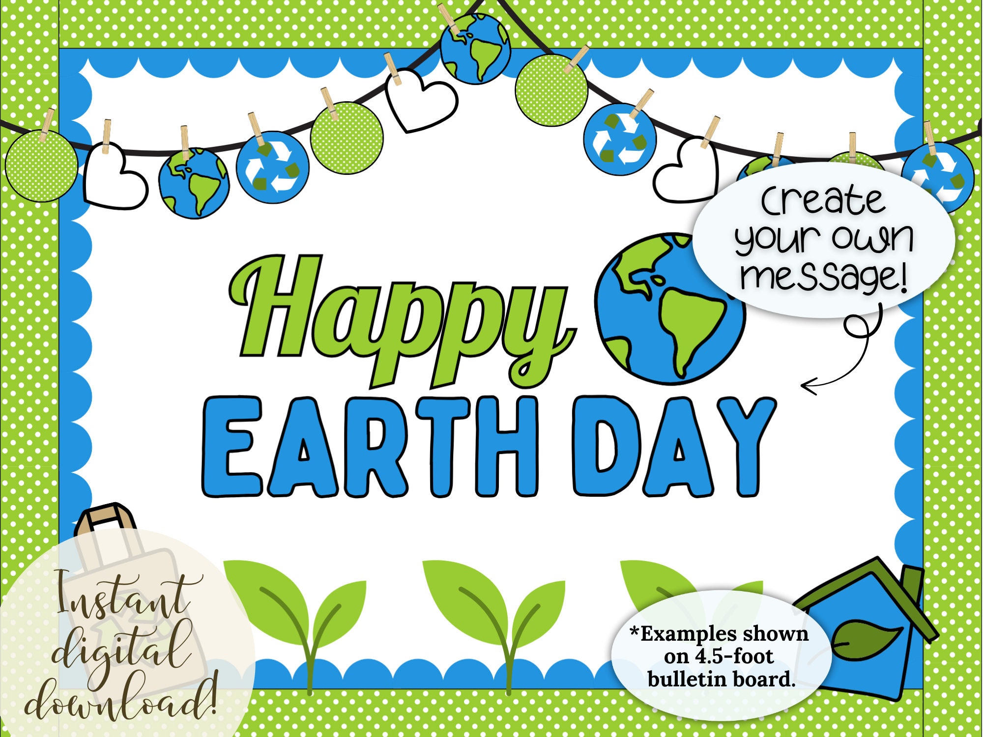 Earth Day Bulletin Board Kit Reduce, Reuse, Recycle Environmental ...