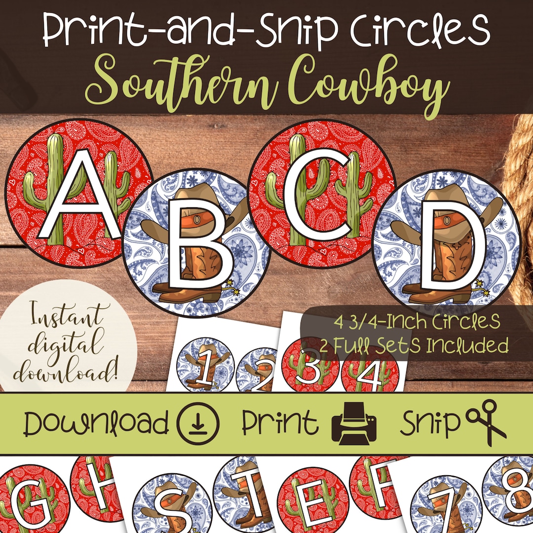 Western Letter Sets | Cowboy Themed Classroom Decor | Boots & Cactus ...