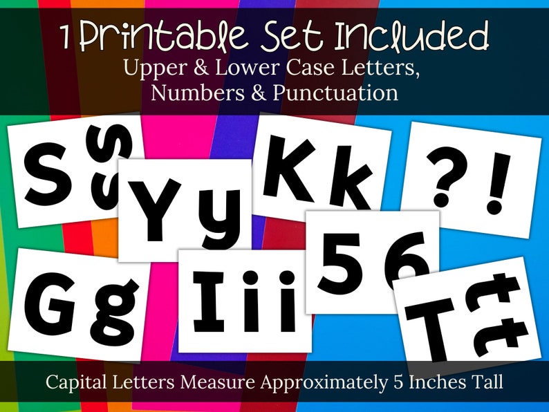 Black Bulletin Board & Sign Letters Printable 5-inch Letter Set Black ...