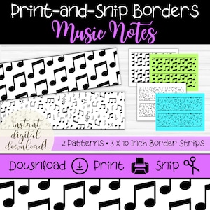 Music Notes Bulletin Board Border Strips | Printable Music Borders ...