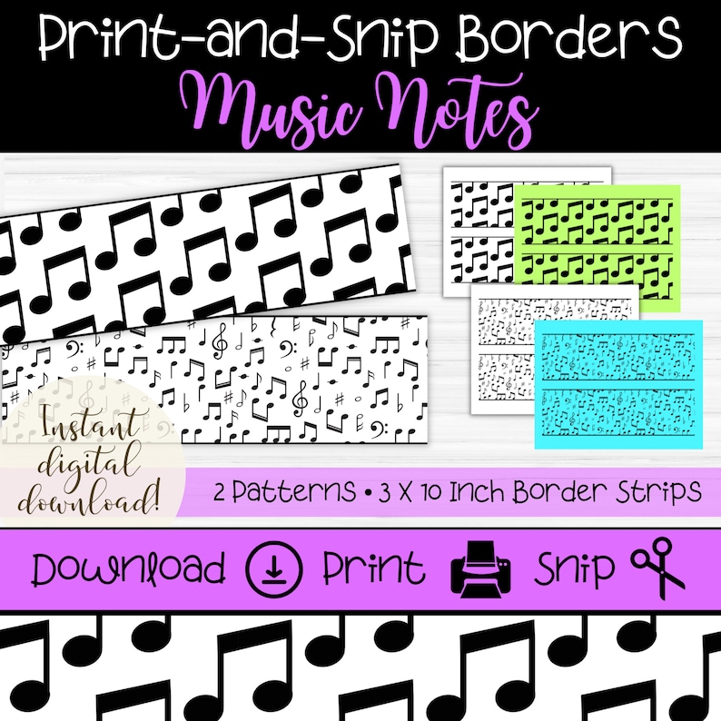 Music Notes Bulletin Board Border Strips Printable Music Borders ...