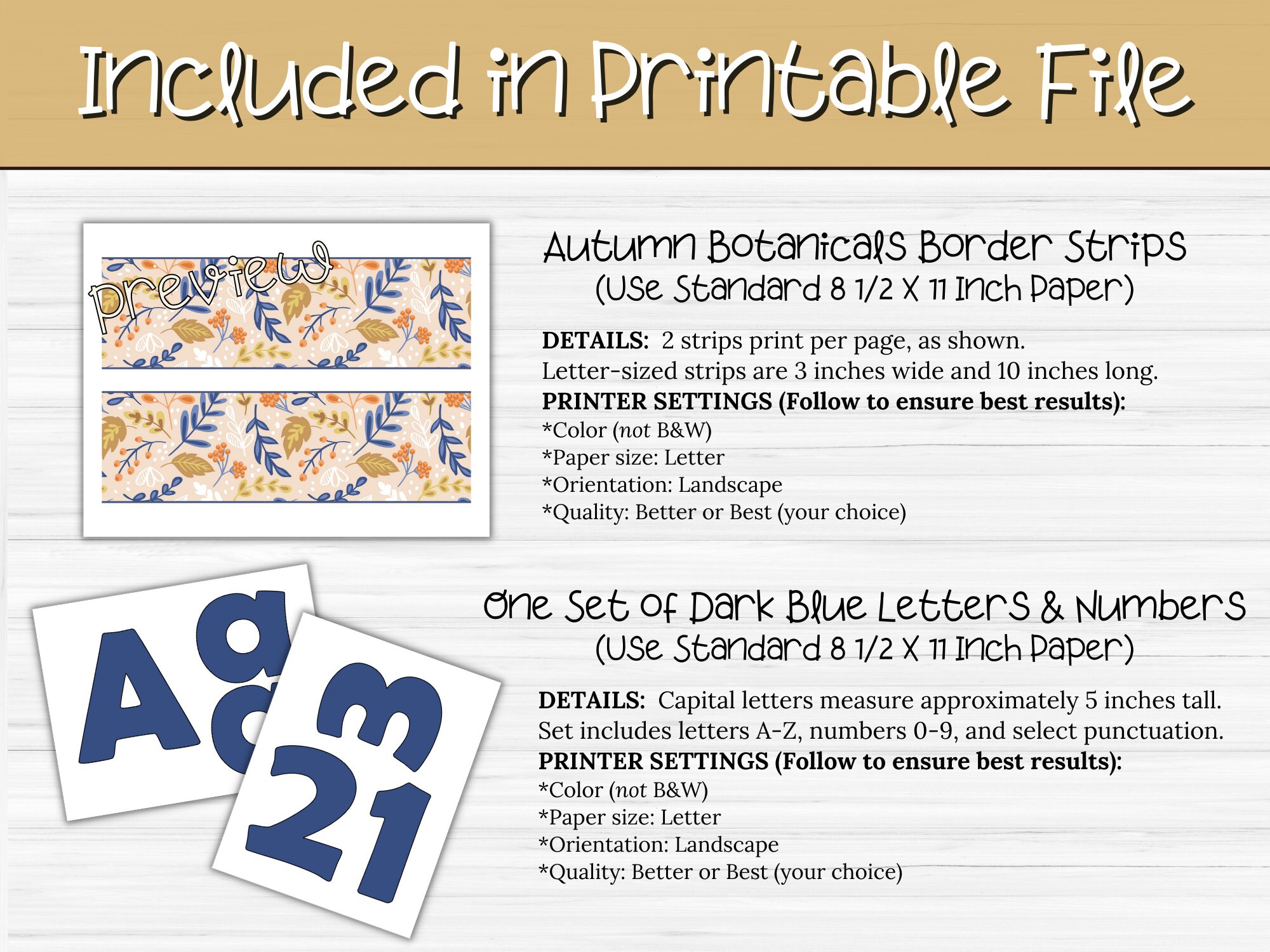 Autumn Floral & Botanicals Bulletin Board Set Fall Border and Letters ...