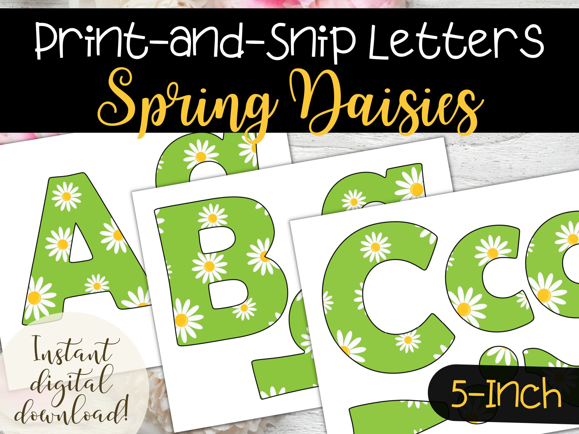 Spring Daisies Classroom Bulletin Board Letters Printable - Etsy